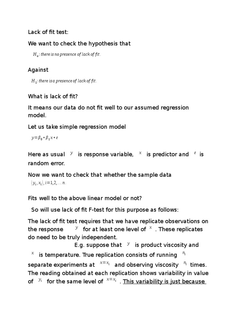 Lack of Fit Test | Download Free PDF | Errors And Residuals | Linear ...