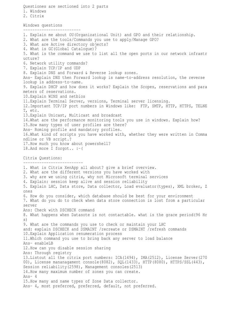 Interview Questions | Download Free PDF | Port (Computer Networking) | Domain Name System