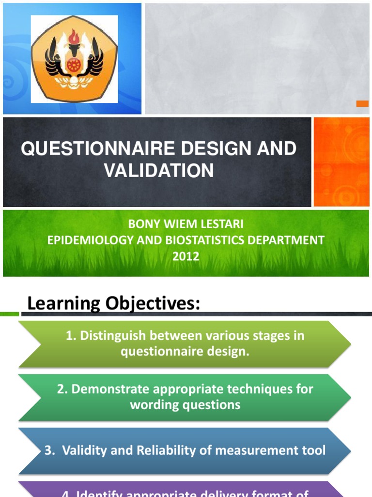 Questionnaire Design and Validation Guide | PDF | Validity (Statistics ...