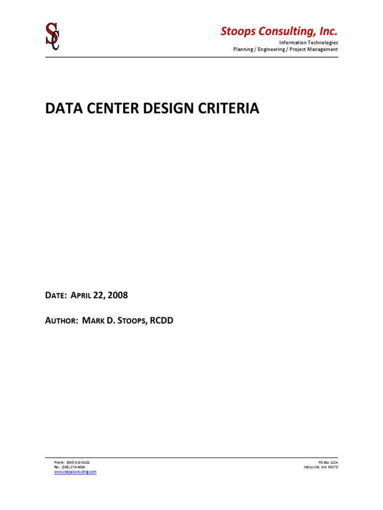 Data Center Design Criteria: Guidelines for Scalable and Standards ...