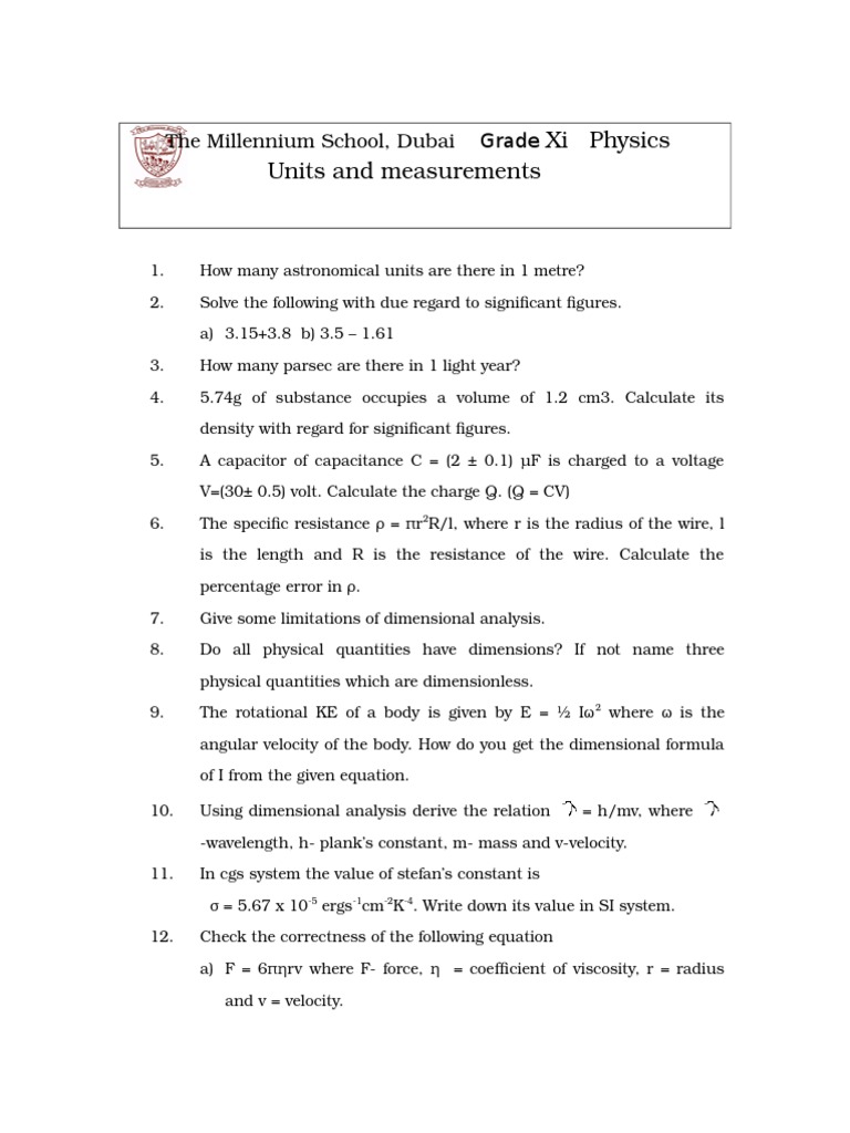 Density Calculation and Dimensional Analysis | PDF | Physics | Physical ...