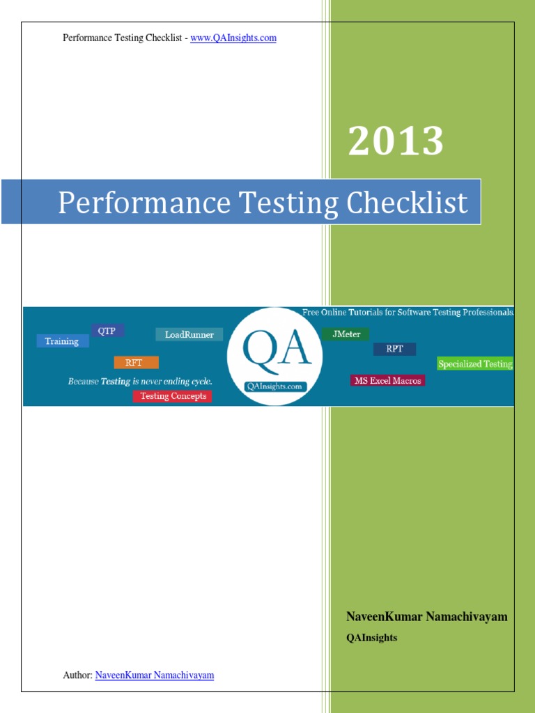 Performance Testing Checklist PDF | PDF