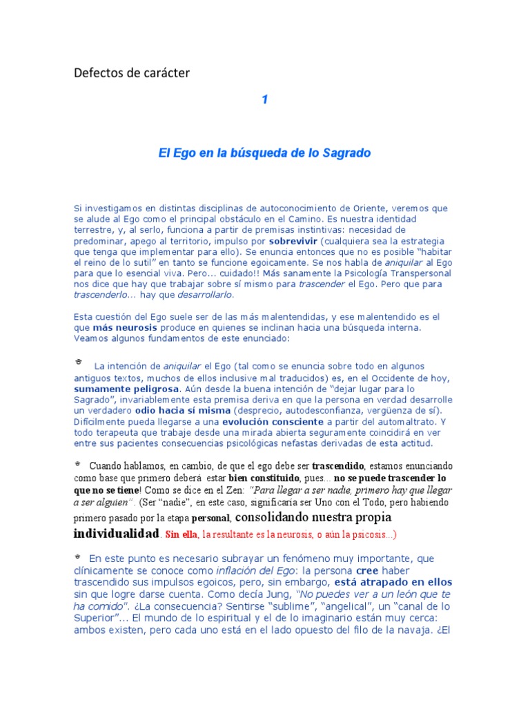 Defectos de Carácter | PDF | Yo | Verdad