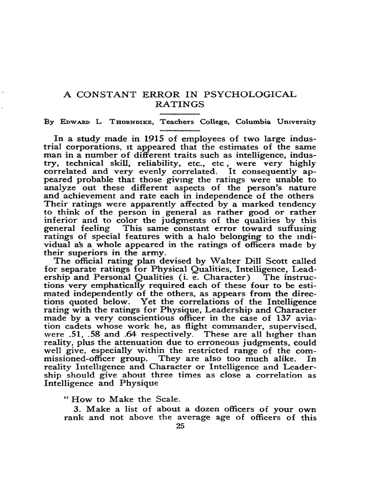 A Constant Error in Psychological Ratings - 1st Article About Halo ...