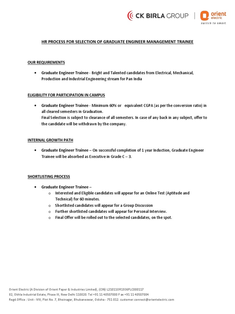 Graduate Engineer Trainee | PDF | Business | Cognition