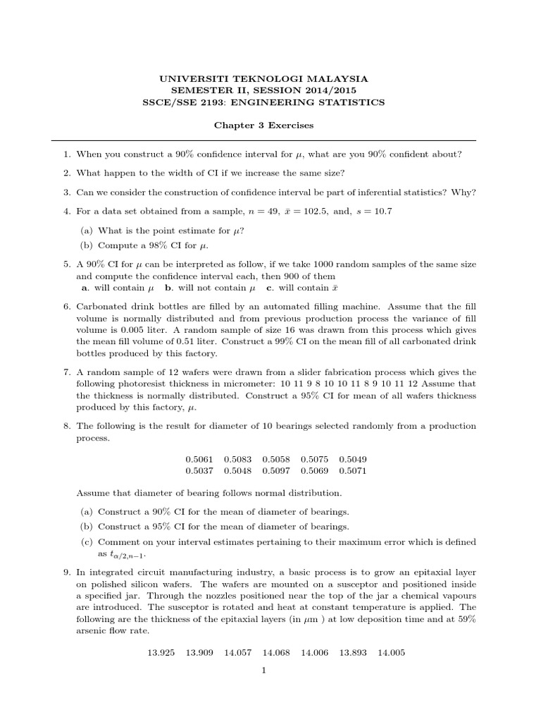Construction and Interpretation of Confidence Intervals for Various Population Parameters Based ...