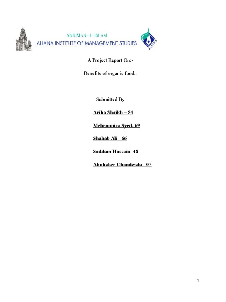 A Project Report On:-Benefits of Organic Food. | PDF | Organic Foods ...