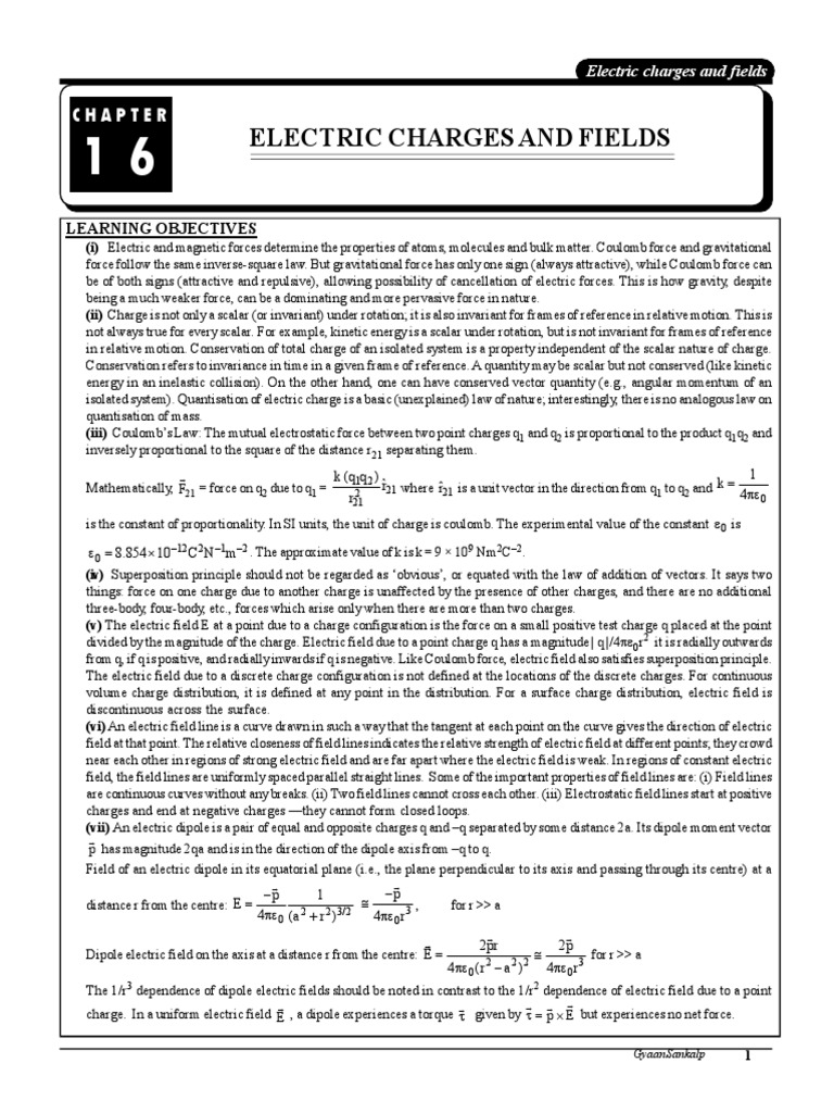 Electrostatics Notes JEE Main and Advanced | PDF | Electric Charge ...