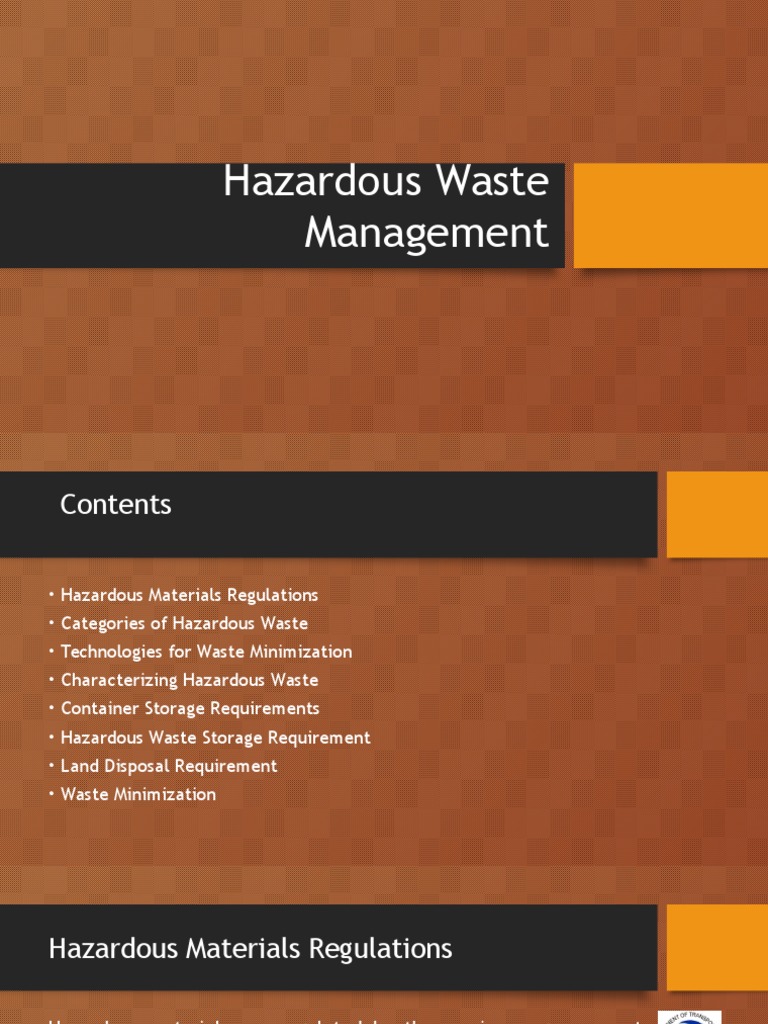 Hazardous Waste Management | PDF | Dangerous Goods | Hazardous Waste