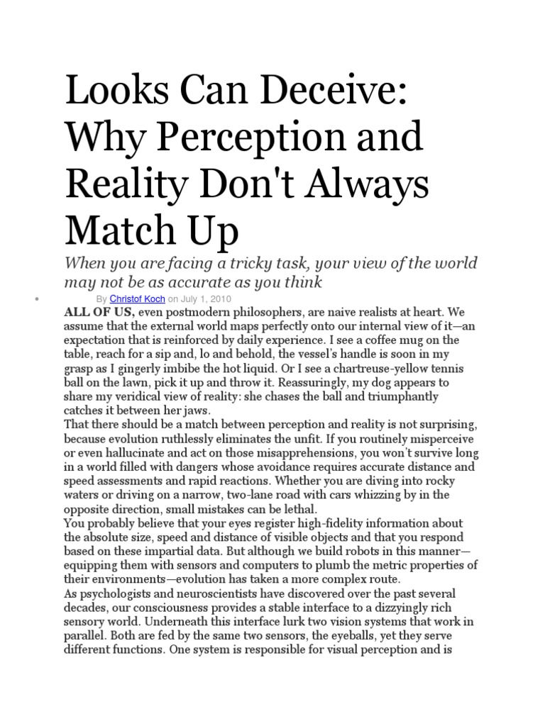 Looks Can Deceive: Why Perception and Reality Don't Always Match Up ...