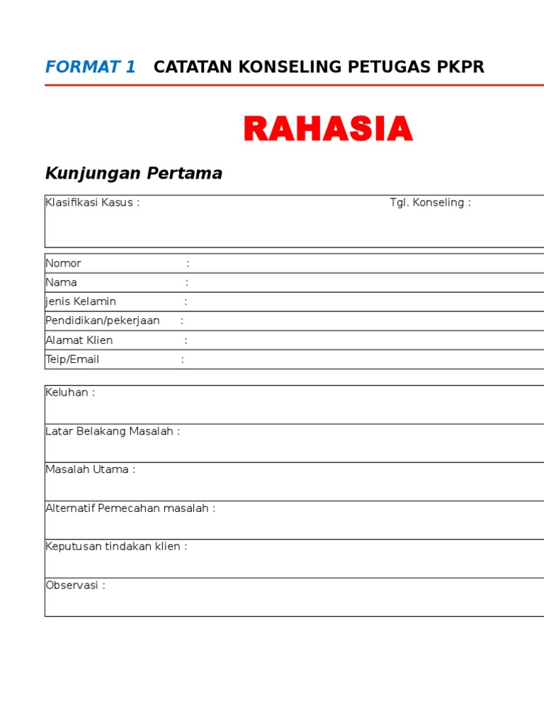 Format Konseling PKPR | PDF