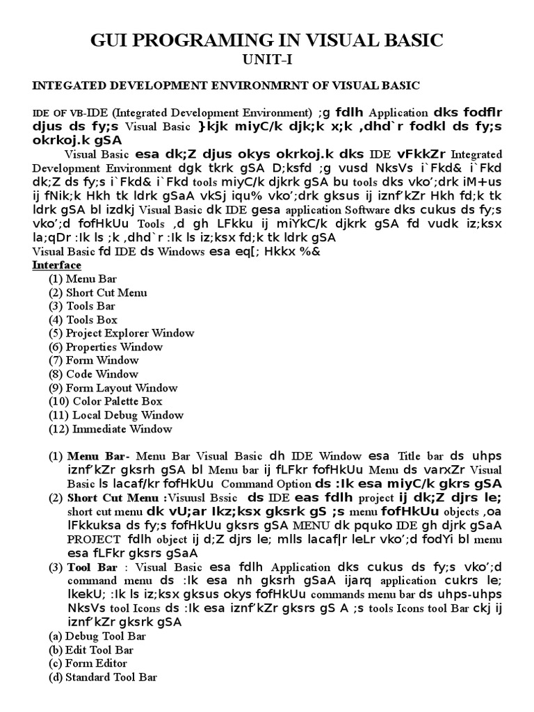 Visual Basic Notes Pdf Integrated Development Environment Data Type