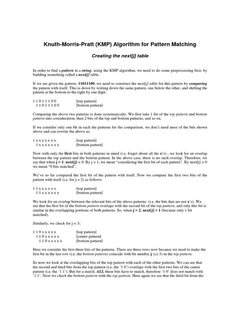 nextjKnuth-Morris-Pratt (KMP) Algorithm For Pattern Matching | PDF | Algorithms | Theoretical ...
