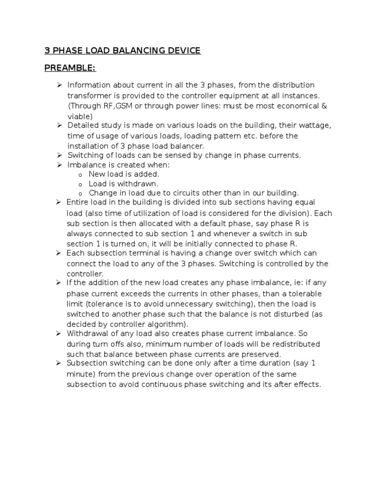 3-Phase Load Balancing Device Overview | PDF | Science & Mathematics ...