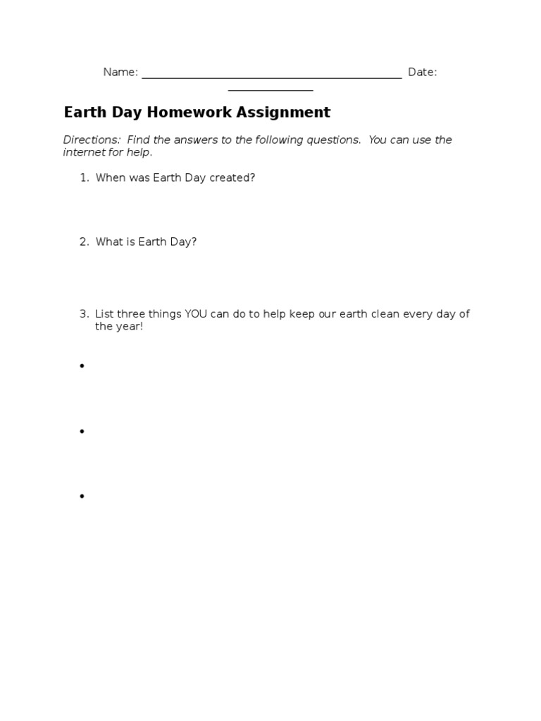 Earth Day HW | PDF | Social Science | Language Arts & Discipline