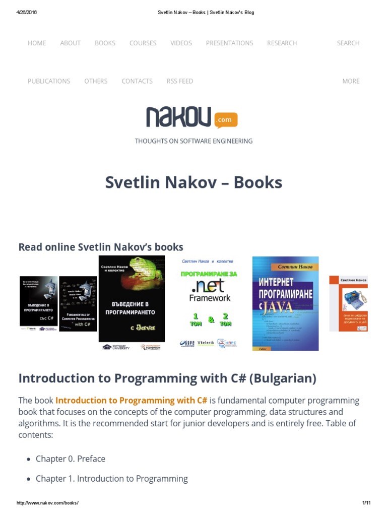 Svetlin Nakov - Books - Svetlin Nakov's Blog | PDF | Java (Programming ...