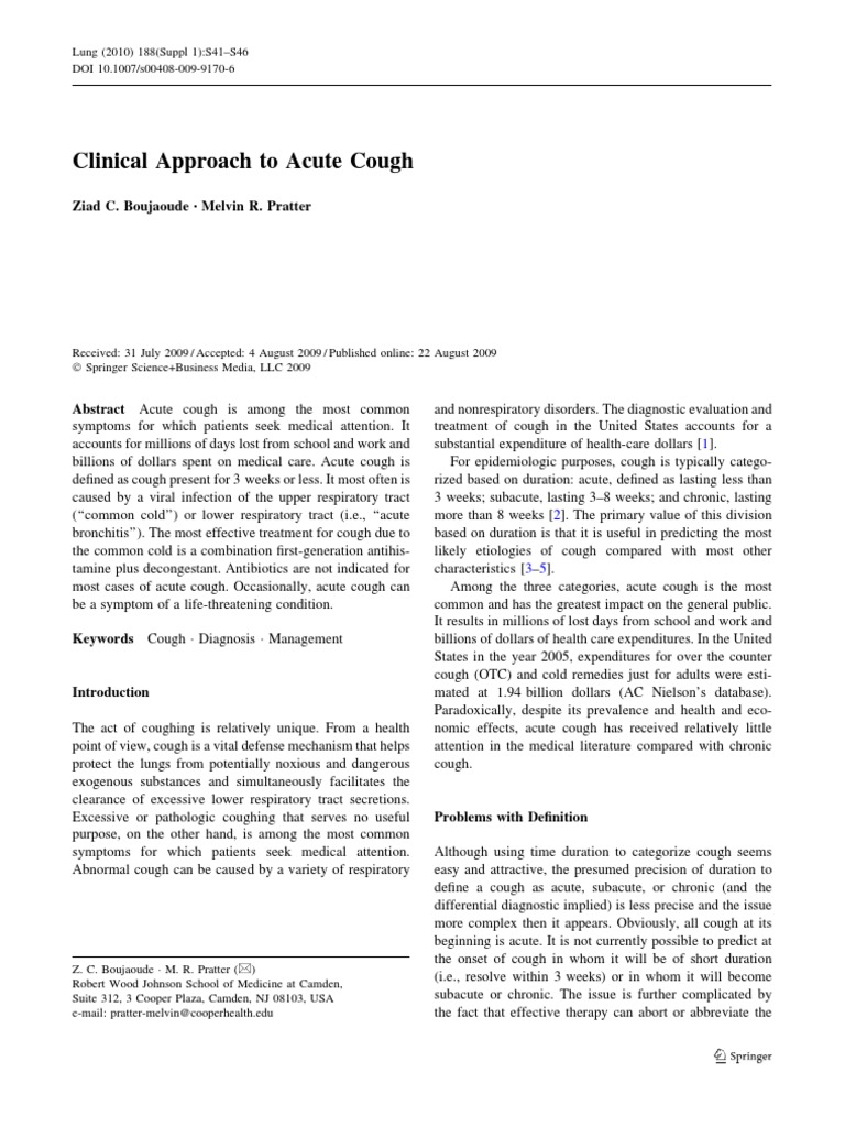 Acute Cough | PDF | Bronchitis | Cough