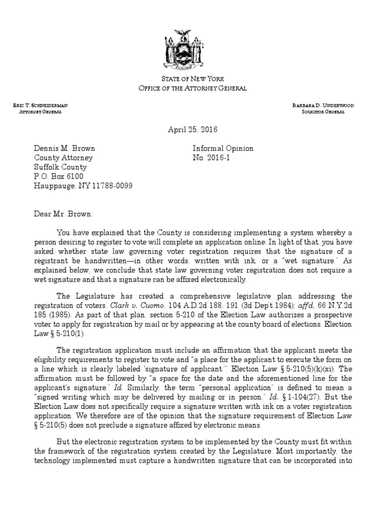 NY Voter Registration: Electronic Signatures Allowed | PDF | Signature ...