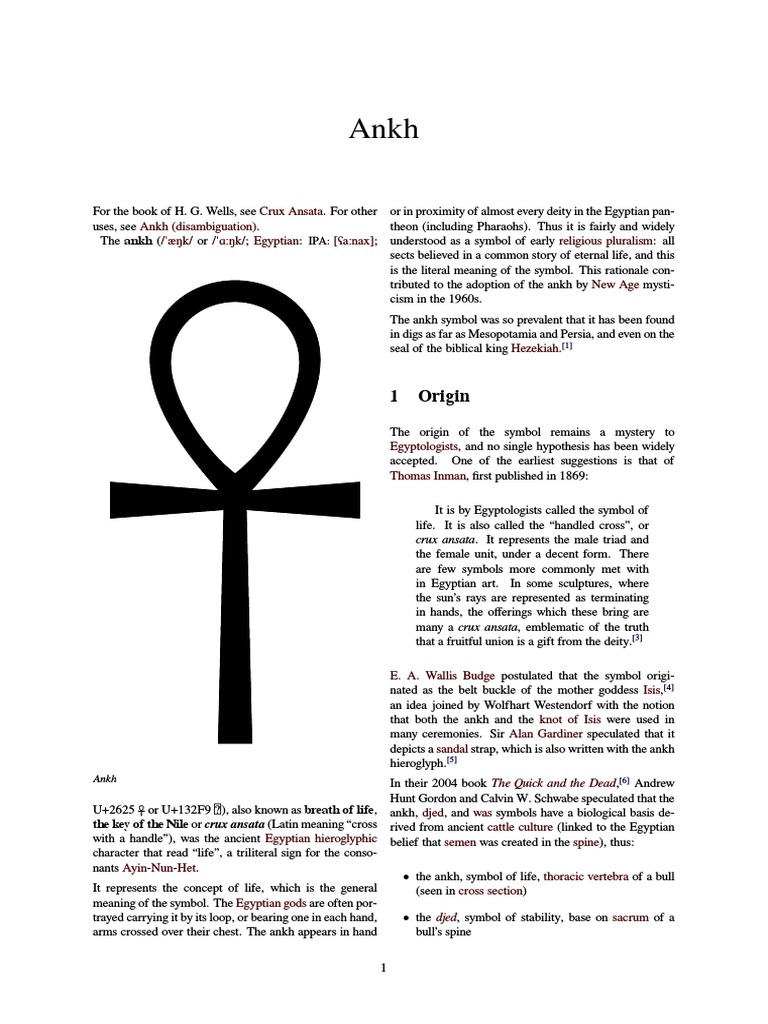 1 Origin: The Key of The Nile or Crux Ansata (Latin Meaning "Cross ...