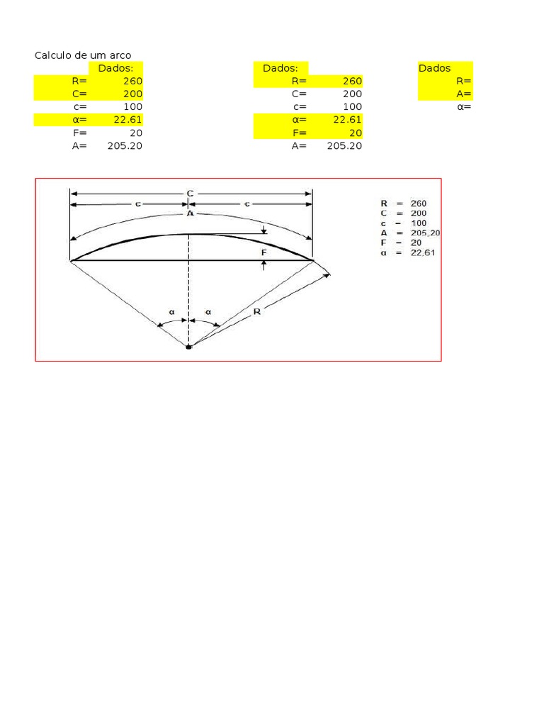 Calculo de Arco | PDF