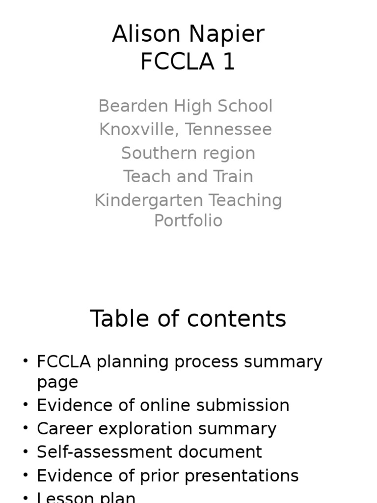 Fccla Teach and Train Portfolio | PDF