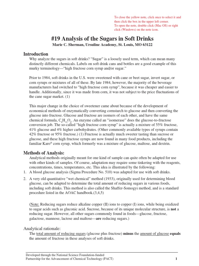 Sugar Analysis | PDF | Fructose | Titration