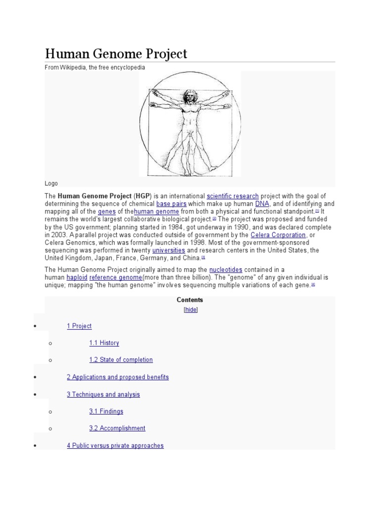 Human Genome Project: From Wikipedia, The Free Encyclopedia | PDF ...