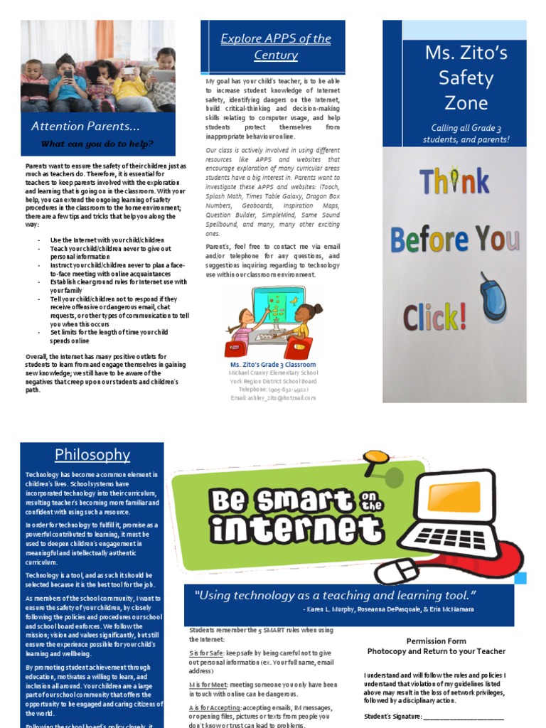 Safety Pamphlet-Ashley Zito | PDF | Classroom | Internet