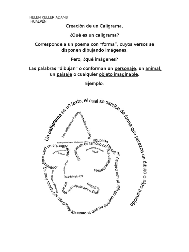 Creación de Un Caligrama | PDF | Lápiz | Escritura