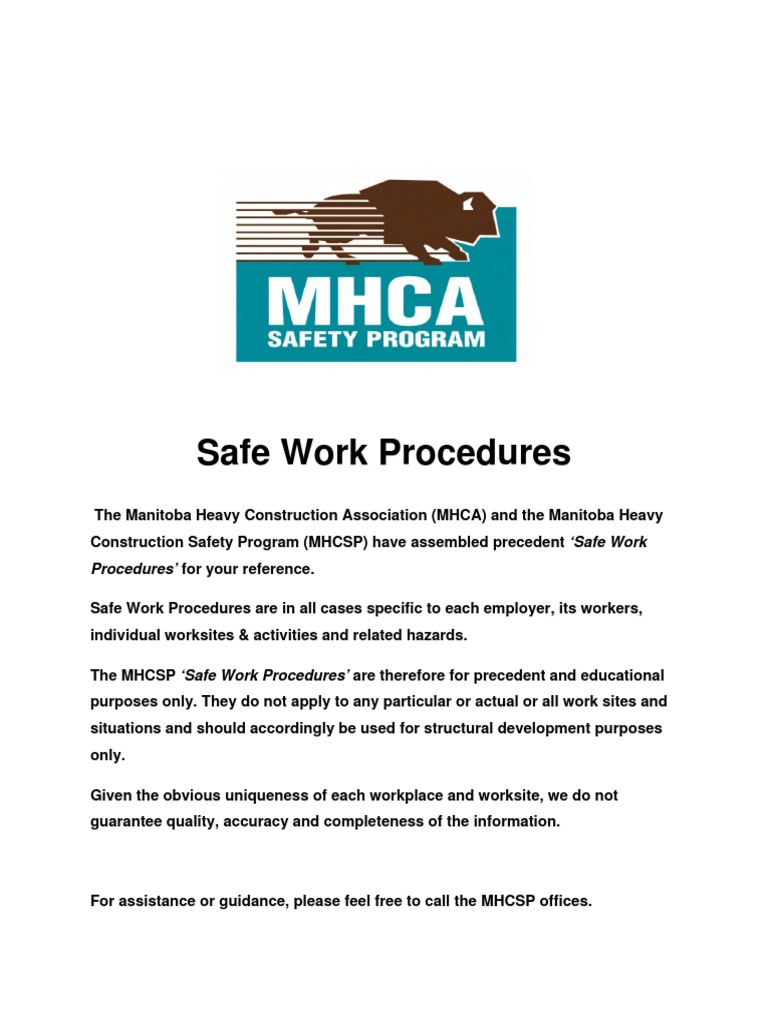 Safe Work Procedures Overview | PDF | Personal Protective Equipment ...