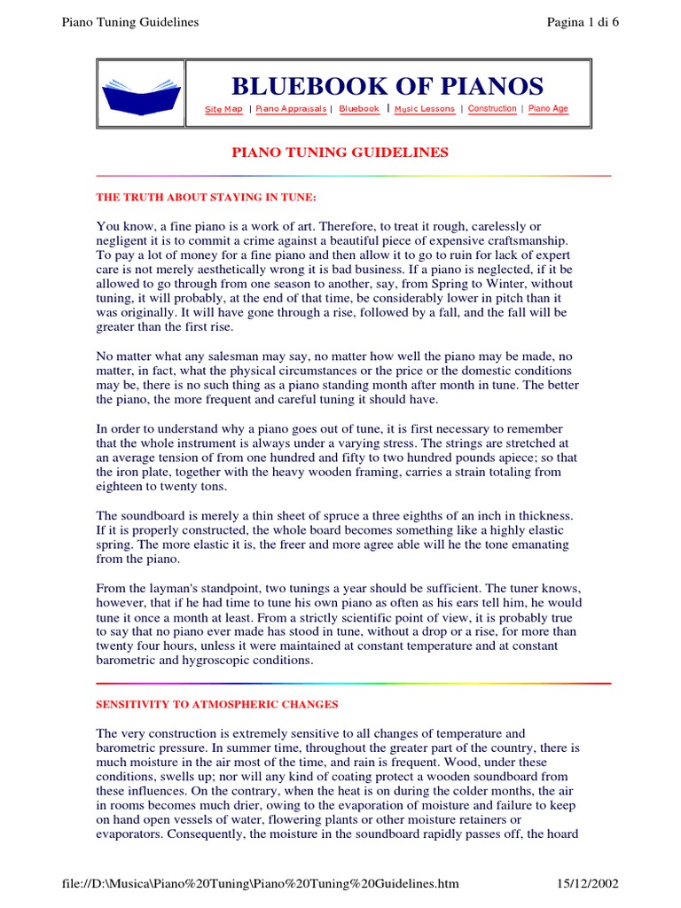 Piano Tuning Guidelines | PDF | Piano | Pitch (Music)