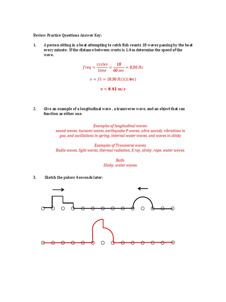 Wave Practice Problems Answer Key | PDF | Wavelength | Waves
