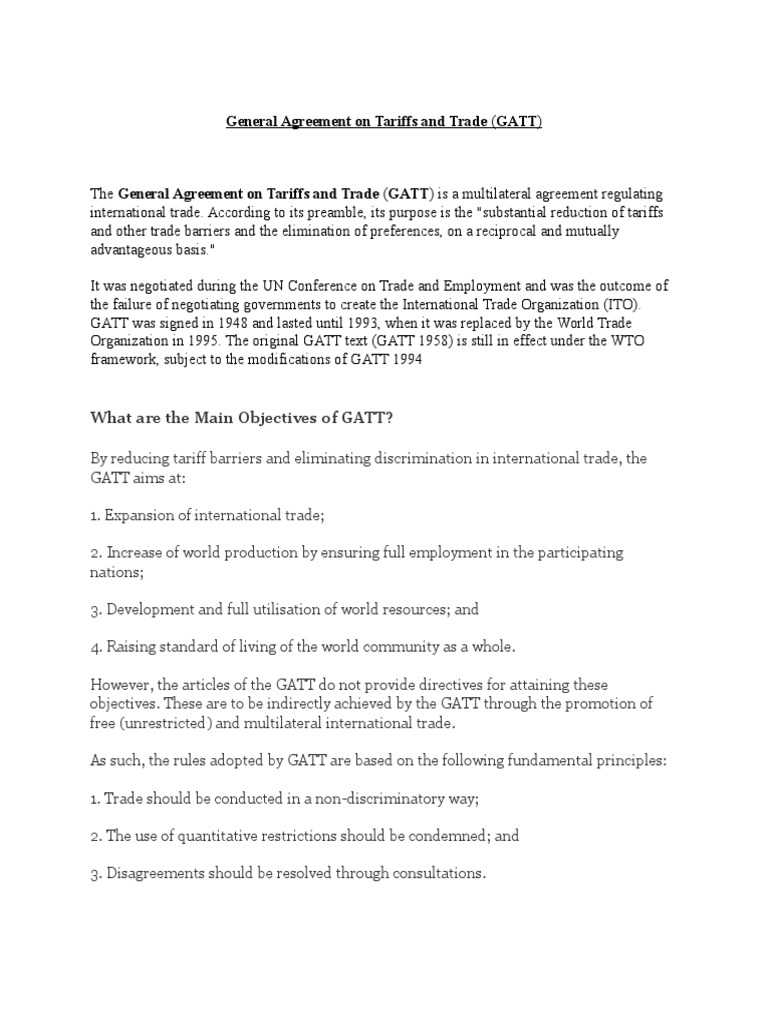 General Agreement On Tariffs and Trade | PDF | General Agreement On ...