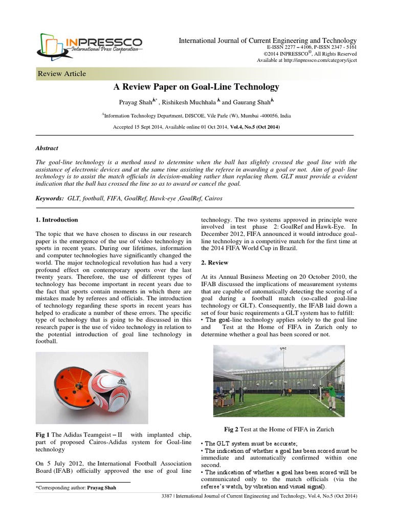 A Review Paper On Goal Line Technology | PDF | Sports | Computing And ...