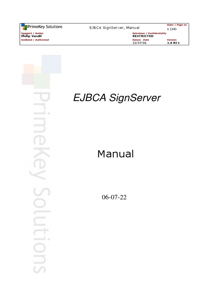 Signserver Manual 1 0 sRC1 | PDF | Hypertext Transfer Protocol | Public Key Certificate