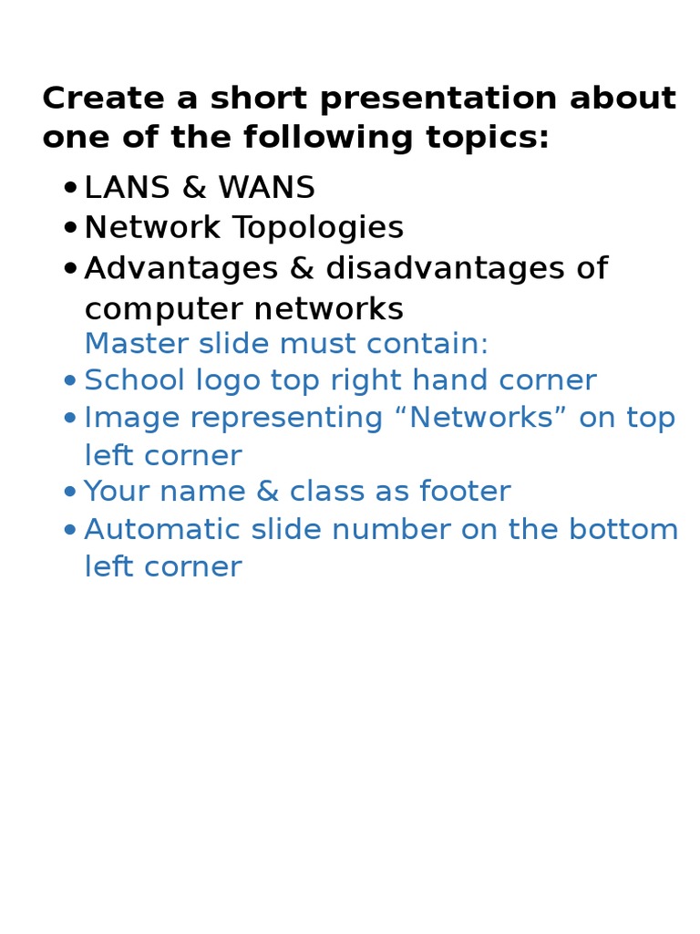 Lans & Wans Network Topologies Advantages & Disadvantages of Computer ...