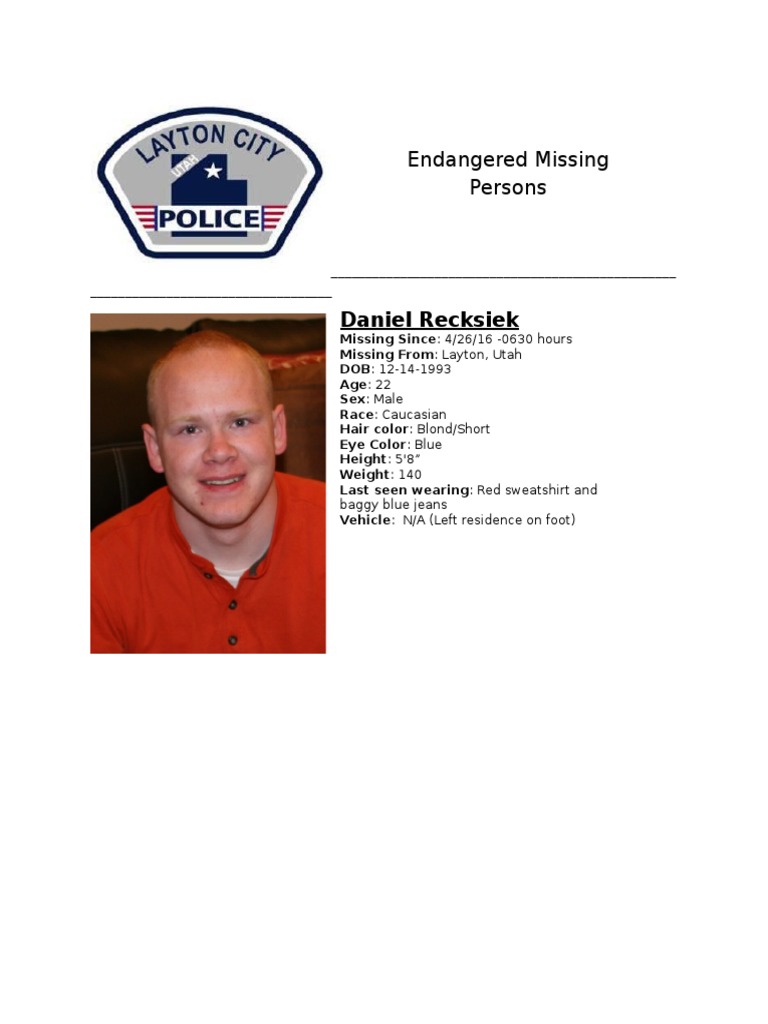 Endangered Missing: Daniel Recksiek | PDF | Hair Color | Beauty