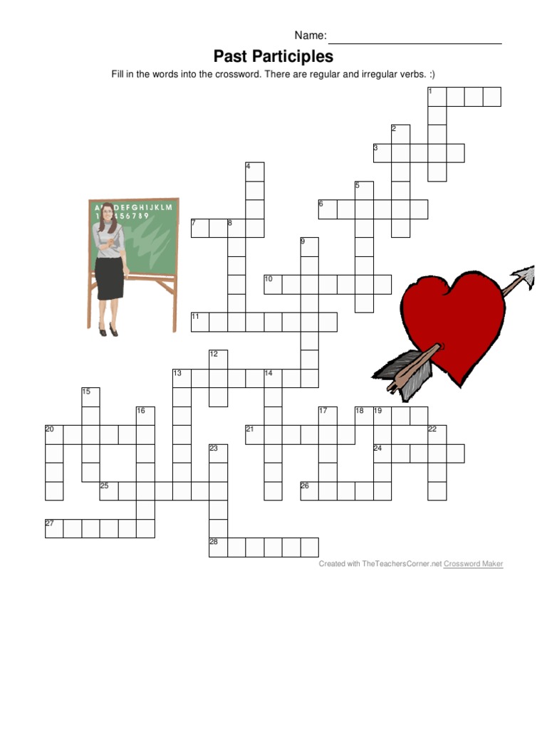 Past Participles: Fill in The Words Into The Crossword. There Are ...