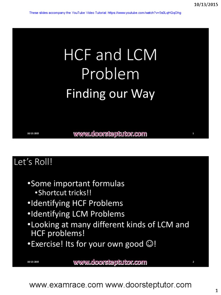 Solving LCM HCF Youtube Lecture Handouts | PDF | Maxima And Minima ...