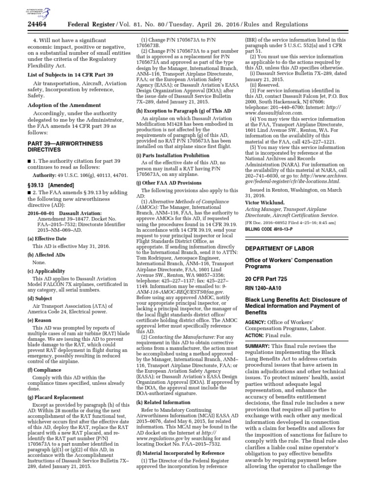 Black Lung Benefits Regulation Update | PDF | United States Code ...