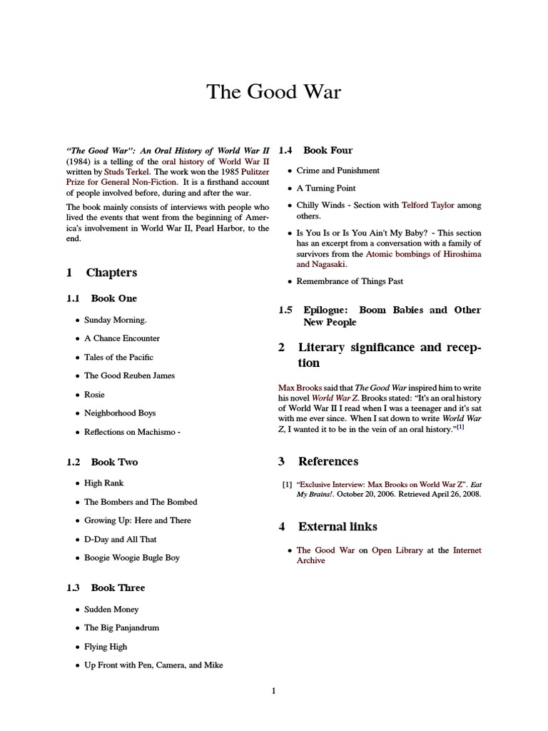 The Good War | PDF | Unrest | Books