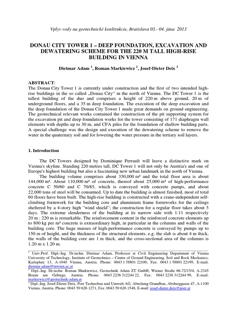 The Vienna Donau City Tower 2000mm Flat Slabs | PDF | Deep Foundation ...