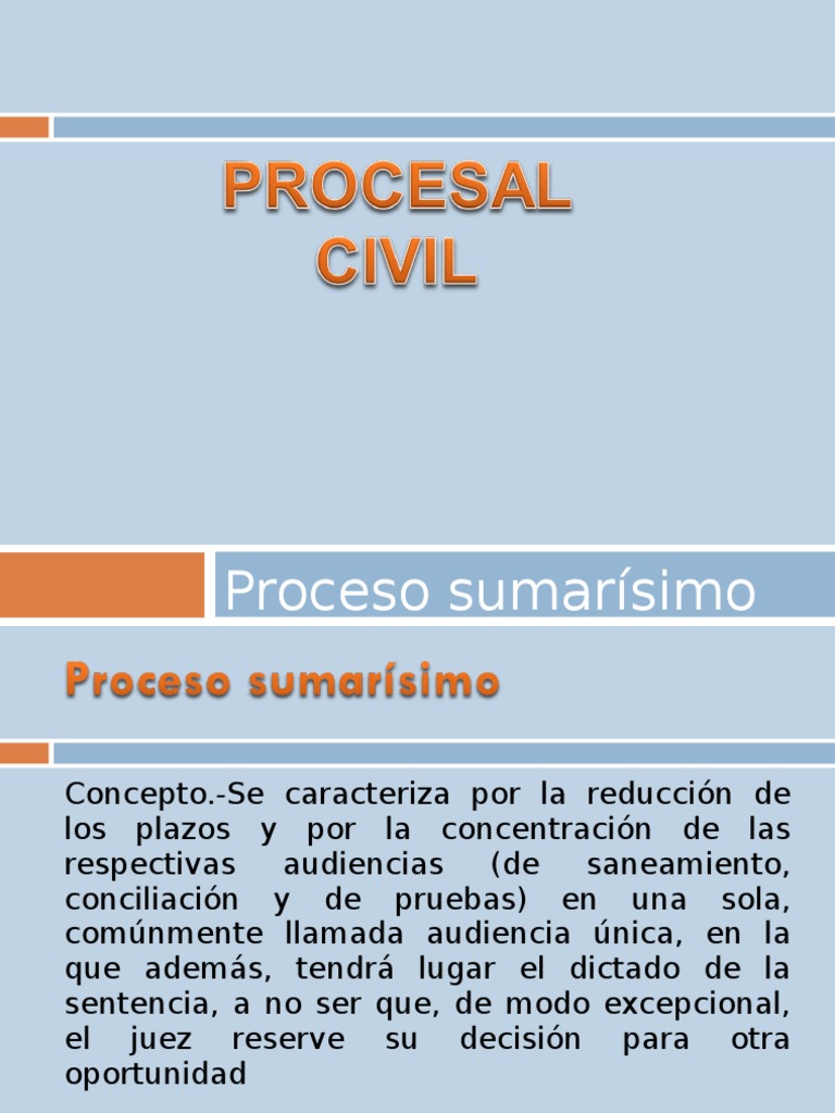 Proceso Sumarísimo: Plazos y Etapas | PDF | Demanda judicial | Ley procesal