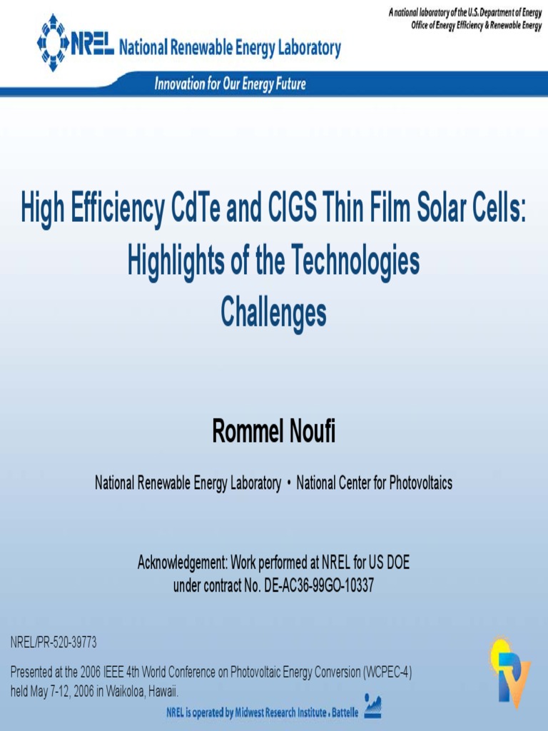 Solar CdTe Cells | PDF | Thin Film Solar Cell | Photovoltaics