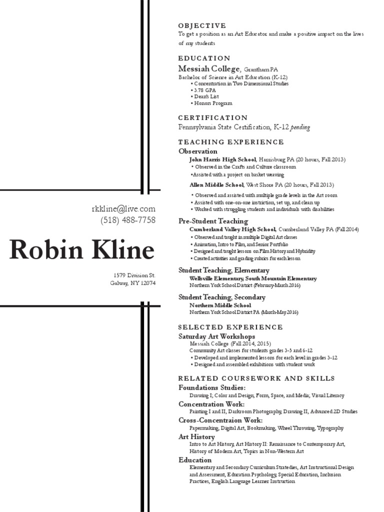 Robin Kline: Messiah College | PDF | Visual Arts Education | Pedagogy
