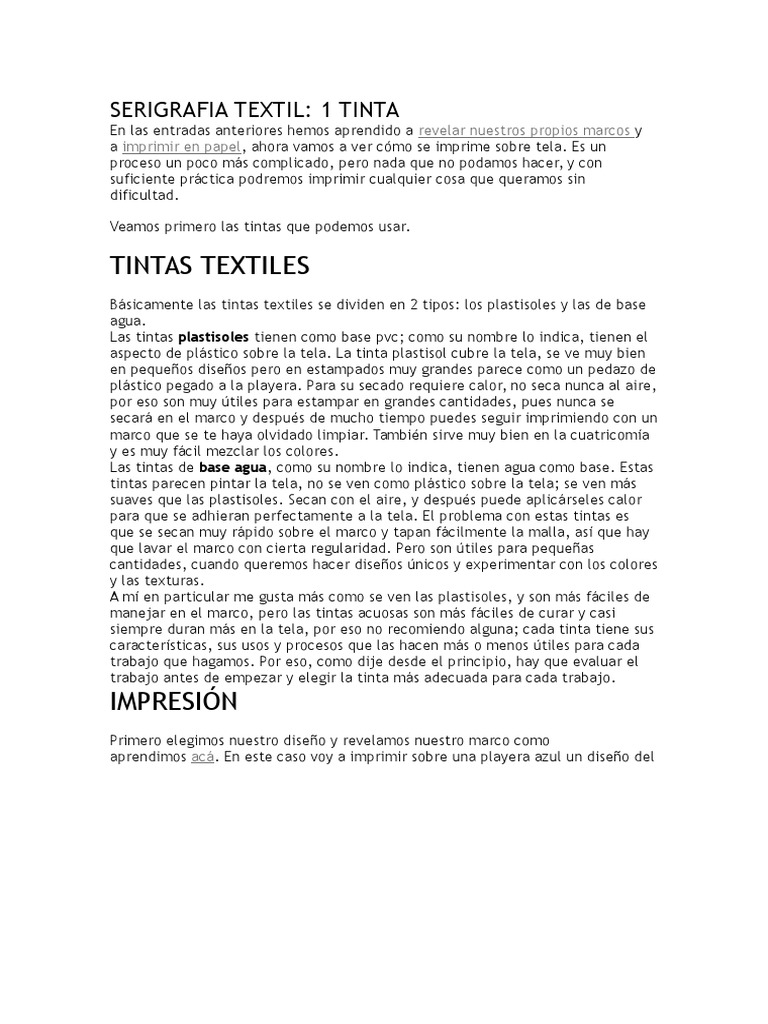 Tintas TEXTIL | PDF | Tinta | Papel