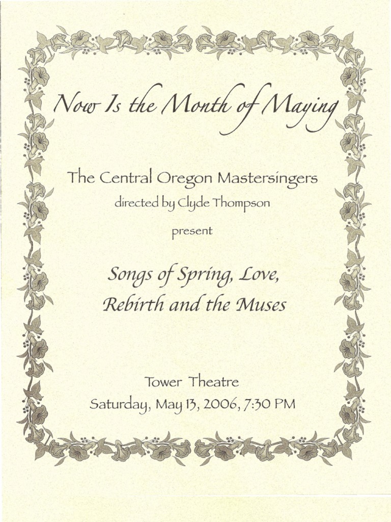Now Is The Month of Maying Program | PDF | Elements Of Music ...