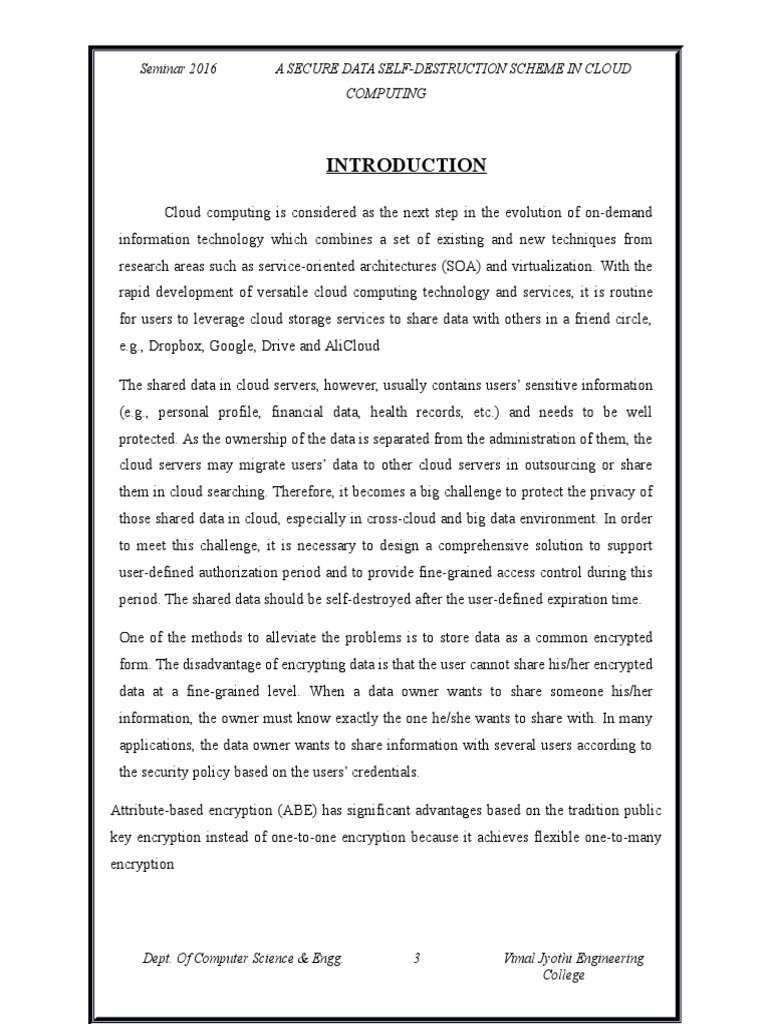 A Secure Data Self-Destruction Scheme in Cloud Computing | PDF | Encryption | Cloud Computing