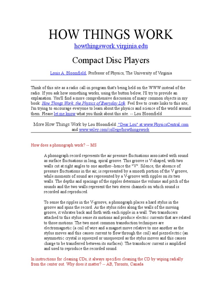 How Things Work: Compact Disc Players | PDF | Compact Disc | Laser