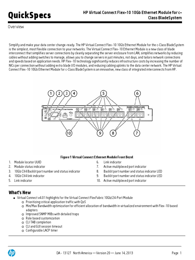HP Virtual Connect Flex 10 Ethernet Module Quick Specs | PDF | Computer ...